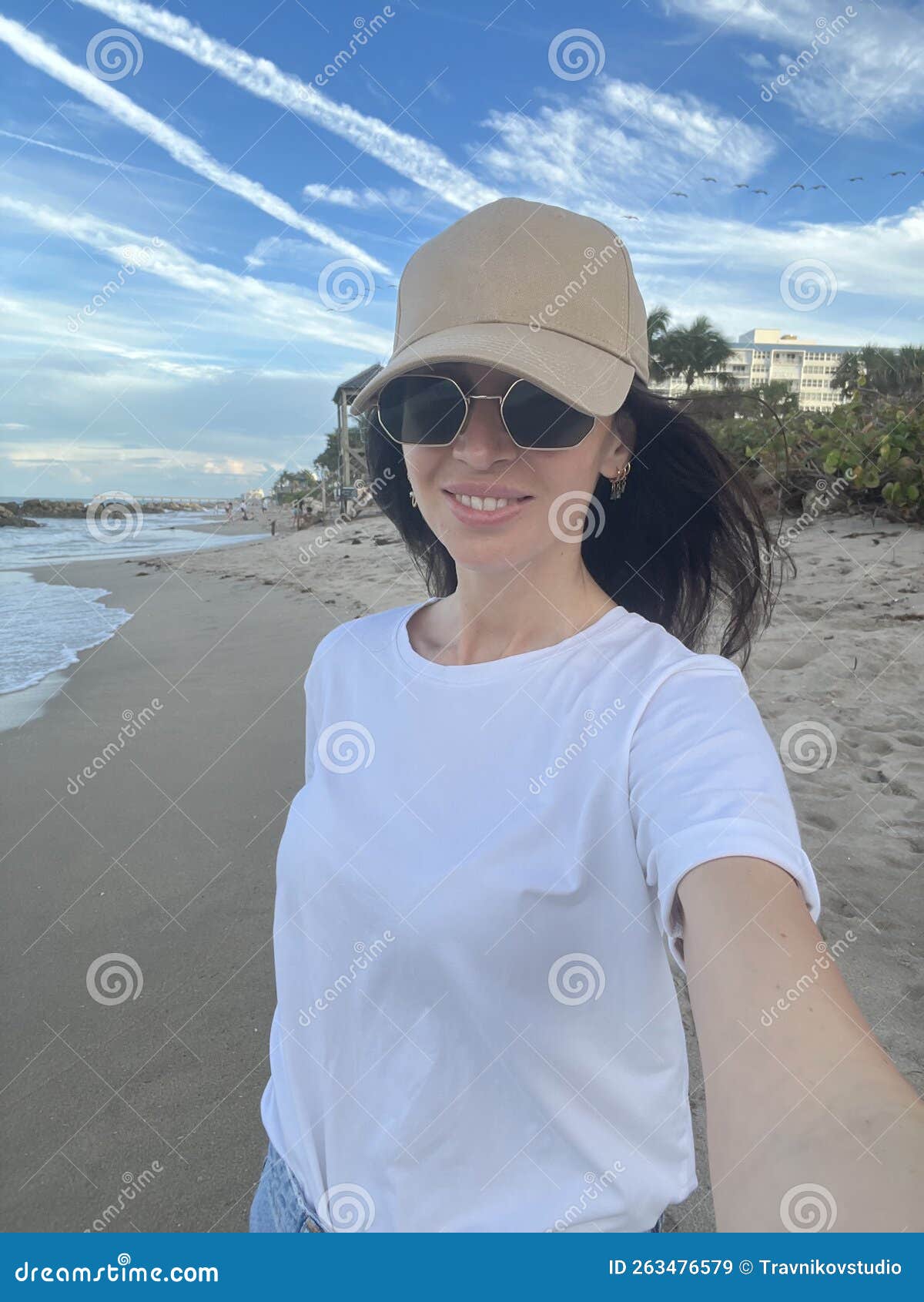 Young Beautiful Woman Taking Selfie On The Beach Stock Image Image Of