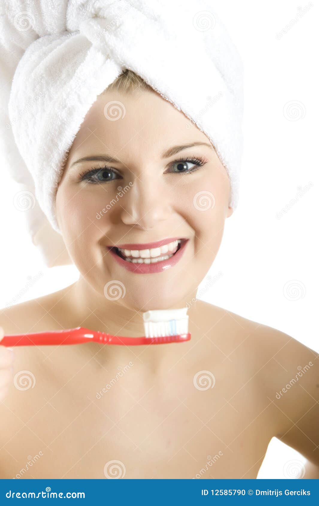 Young Beautiful Woman with Two Tooth Brushes Stock Photo - Image of ...