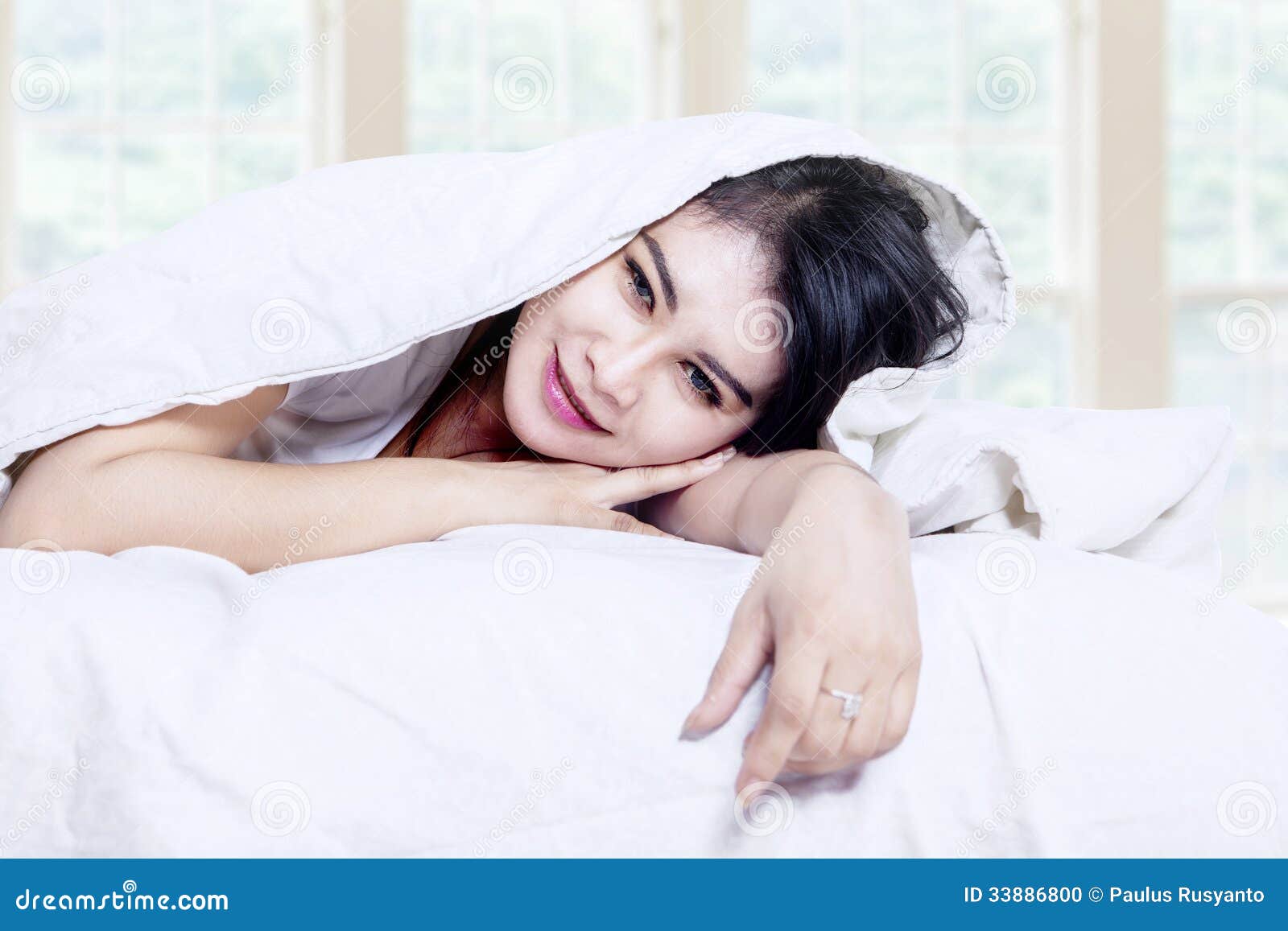 Young Beautiful Woman Under Blanket Stock Photo - Image of blanket ...