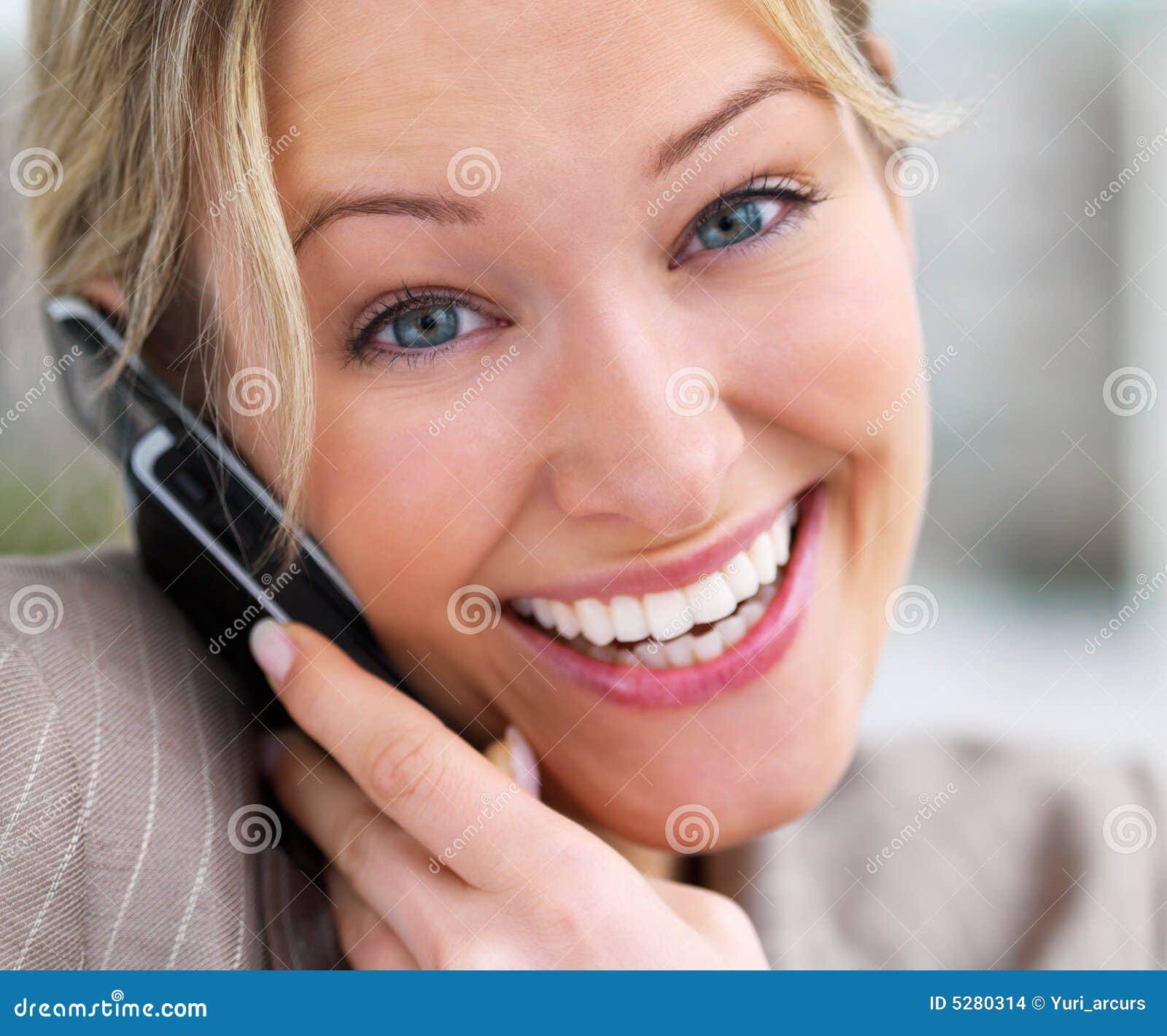 Young Beautiful Woman Using Cell Phone Stock Photo - Image of close ...