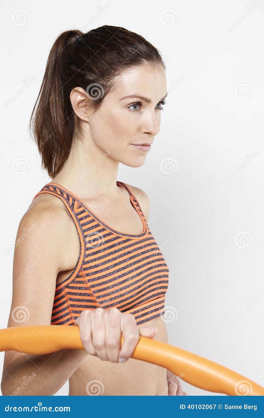Young Beautiful Woman Using a Hula Hoop Stock Image - Image of ...