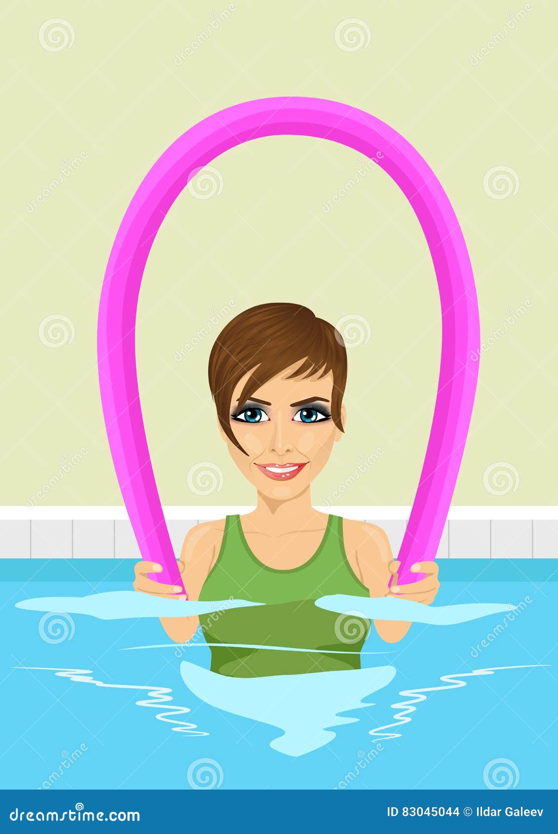 Young Beautiful Woman Using Pool Noodle Stock Vector - Illustration of ...