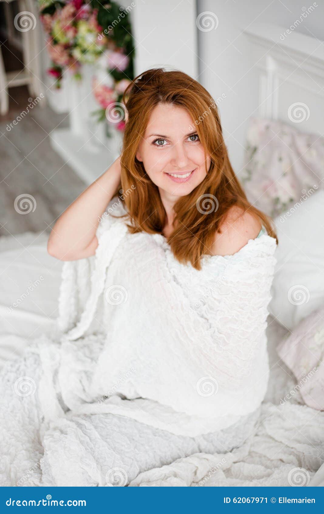 Young Beautiful Woman Waking Up Fully Rested Stock Image - Image of ...