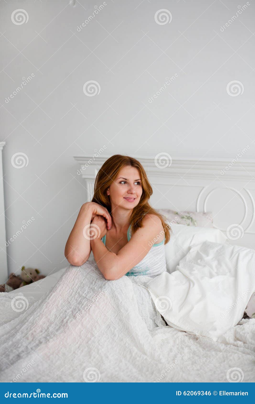 Young Beautiful Woman Waking Up Fully Rested Stock Photo - Image of ...