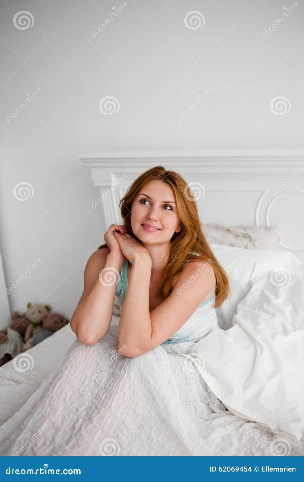 Young Beautiful Woman Waking Up Fully Rested Stock Photo - Image of ...