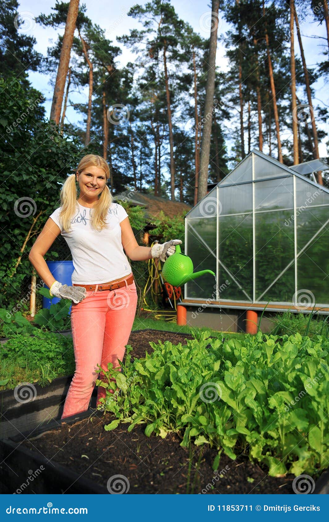 Young Beautiful Woman Working in the Garden Stock Image - Image of ...