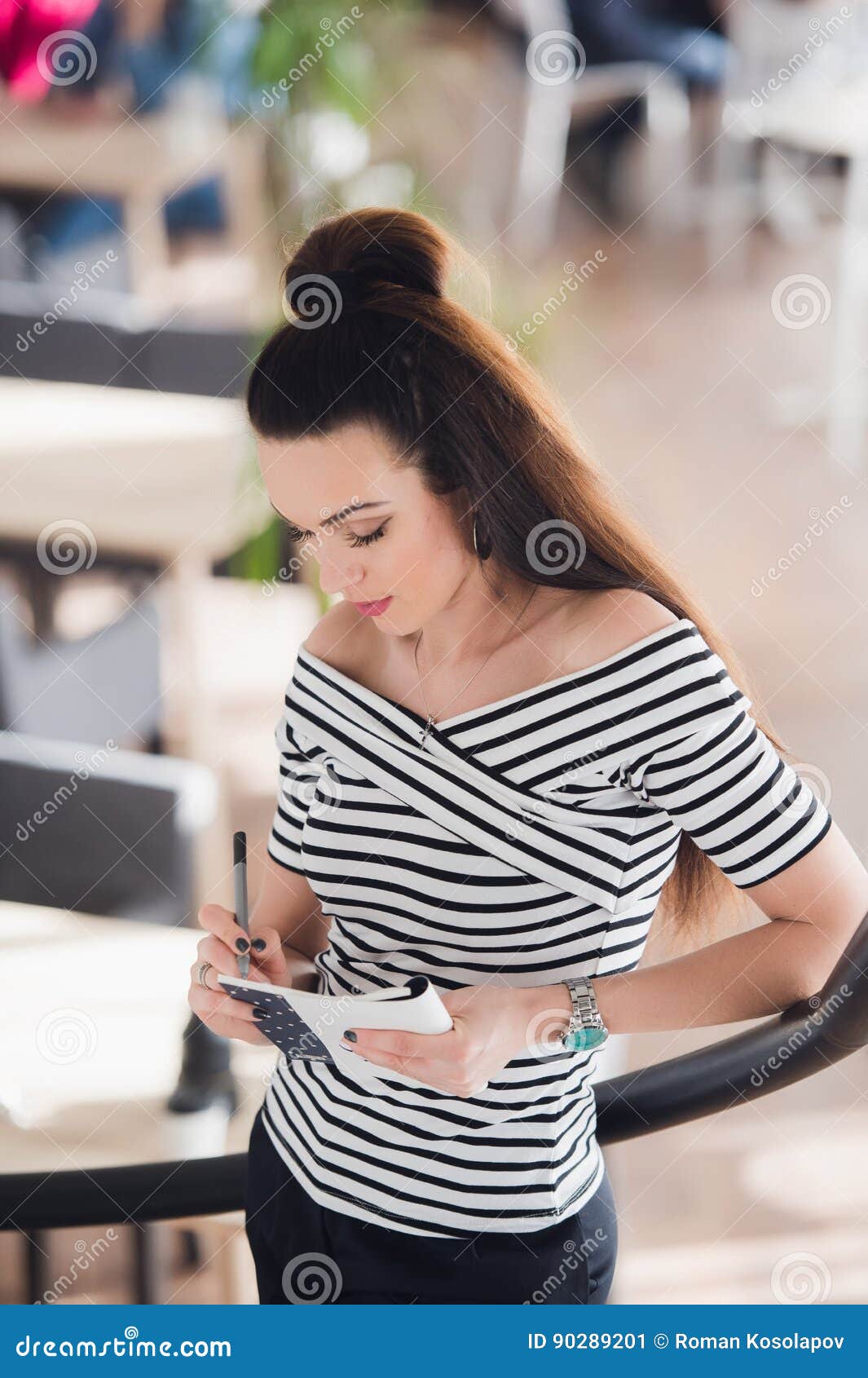 Young Beautiful Woman Writing in Her Notebook or Diary. Stock Image ...