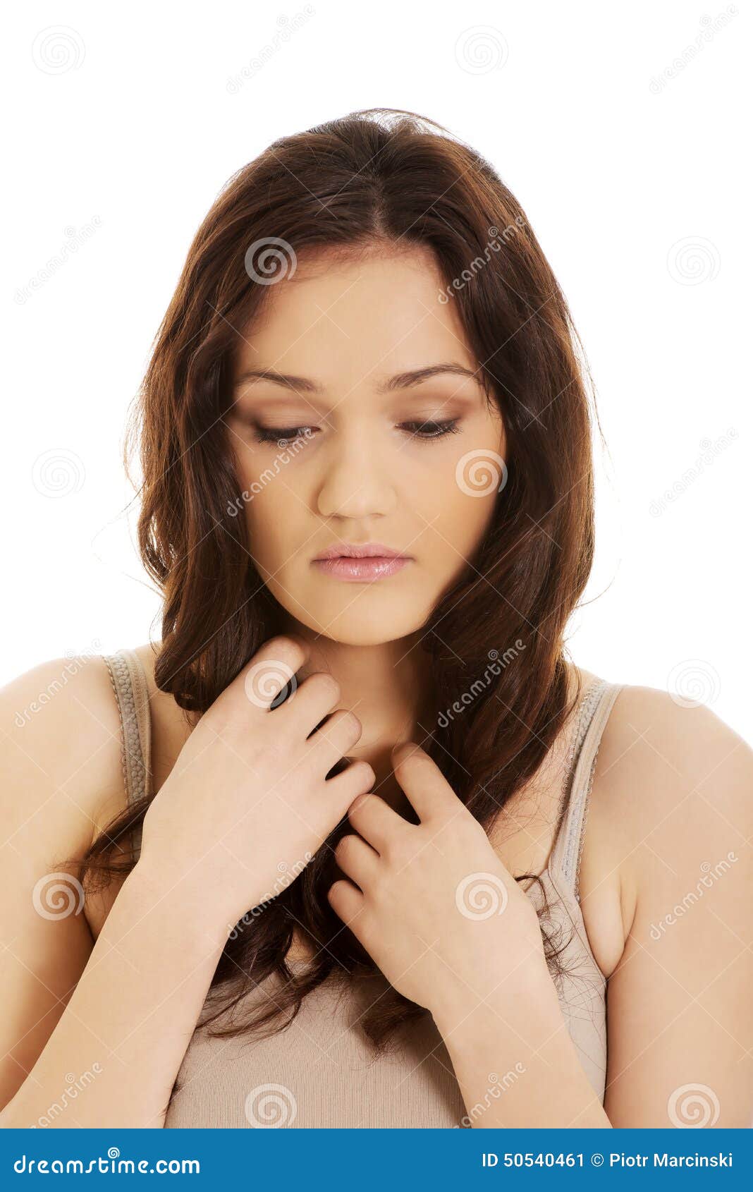Young Beautiful Worried Woman. Stock Image - Image of fashion, gorgeous ...