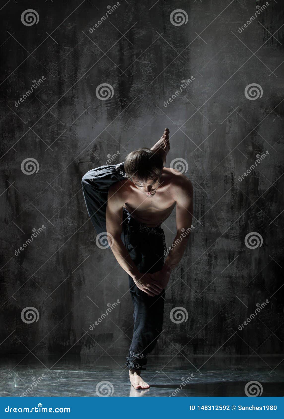 Young Beautiful Yoga Instructor is Posing in Studio. Stock Photo ...