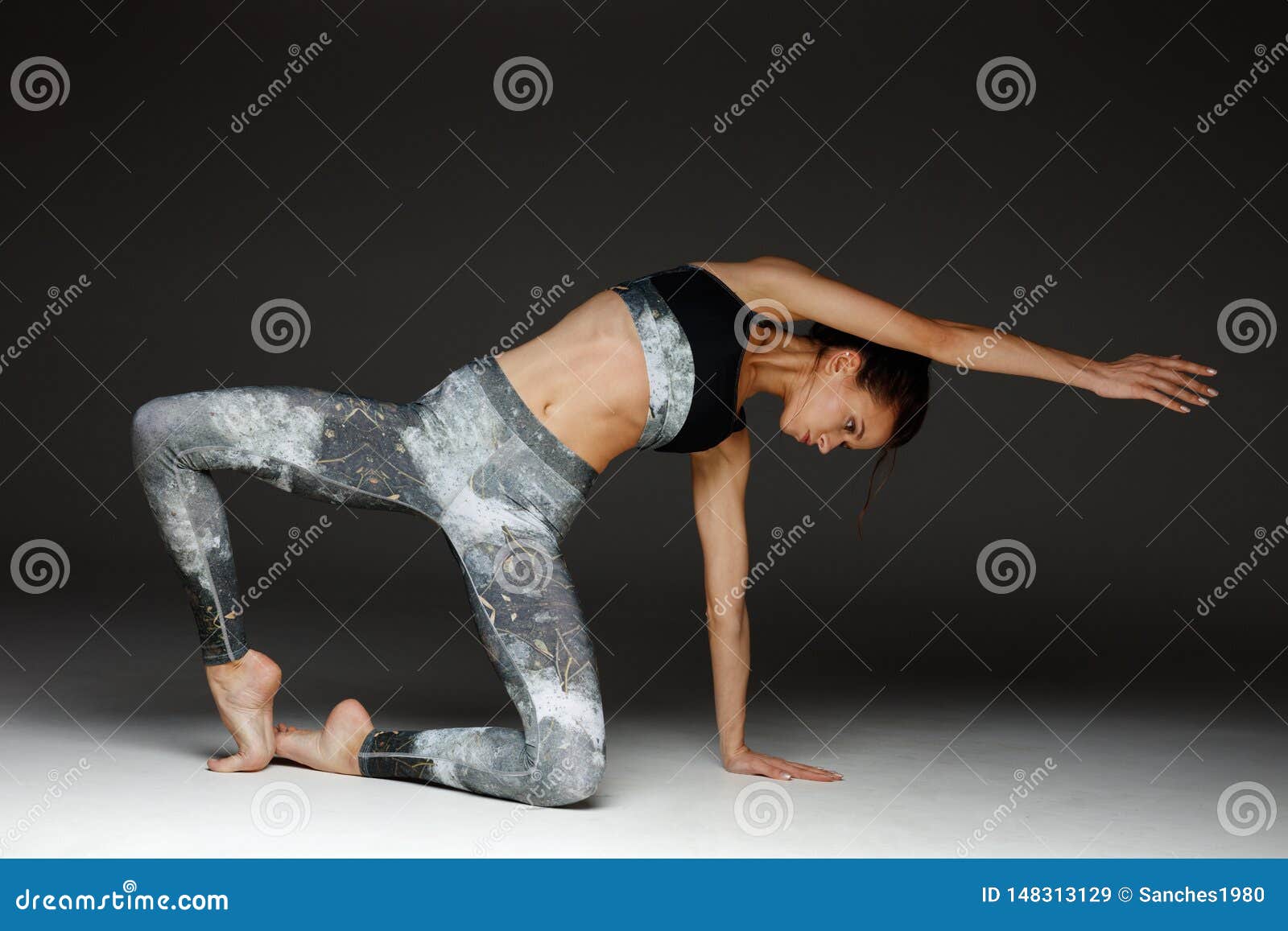 Young Beautiful Yoga Instructor is Posing in Studio. Stock Image ...