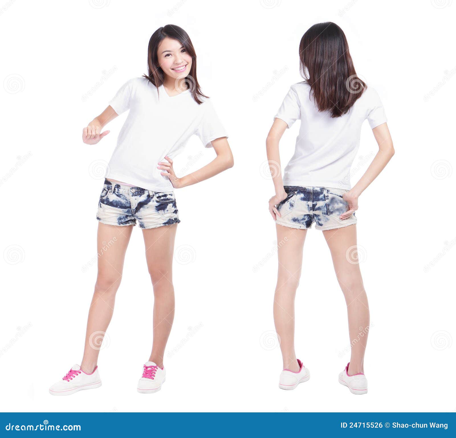 Girl In Blank Black Polo Shirt Mockup Design For Print And Template ...