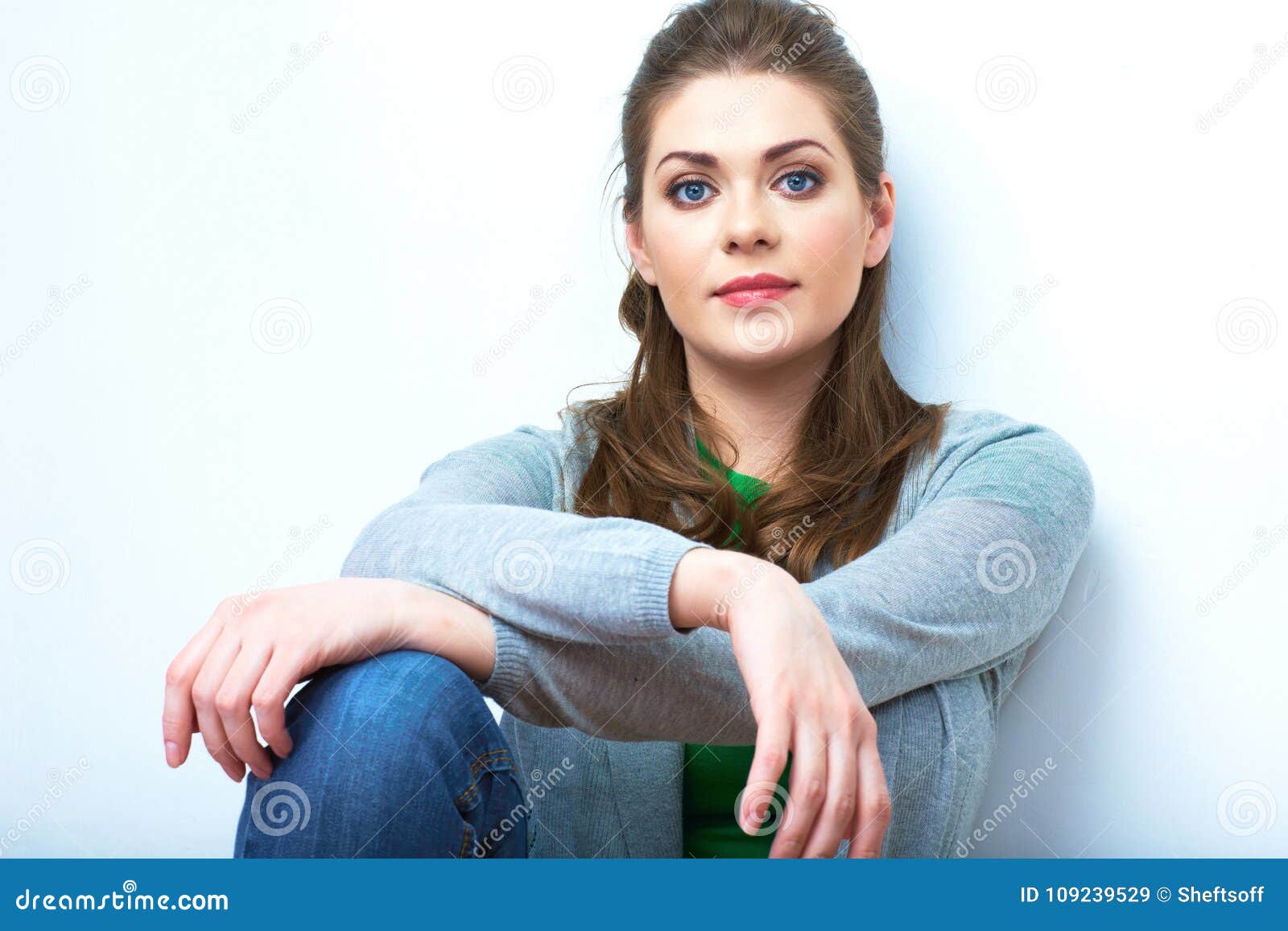 Young Beauty Seating Woman Casual Style Dressed. Stock Image - Image of ... Young Beauty Seating Woman Casual Style Dressed. Stock Image - Image of ...