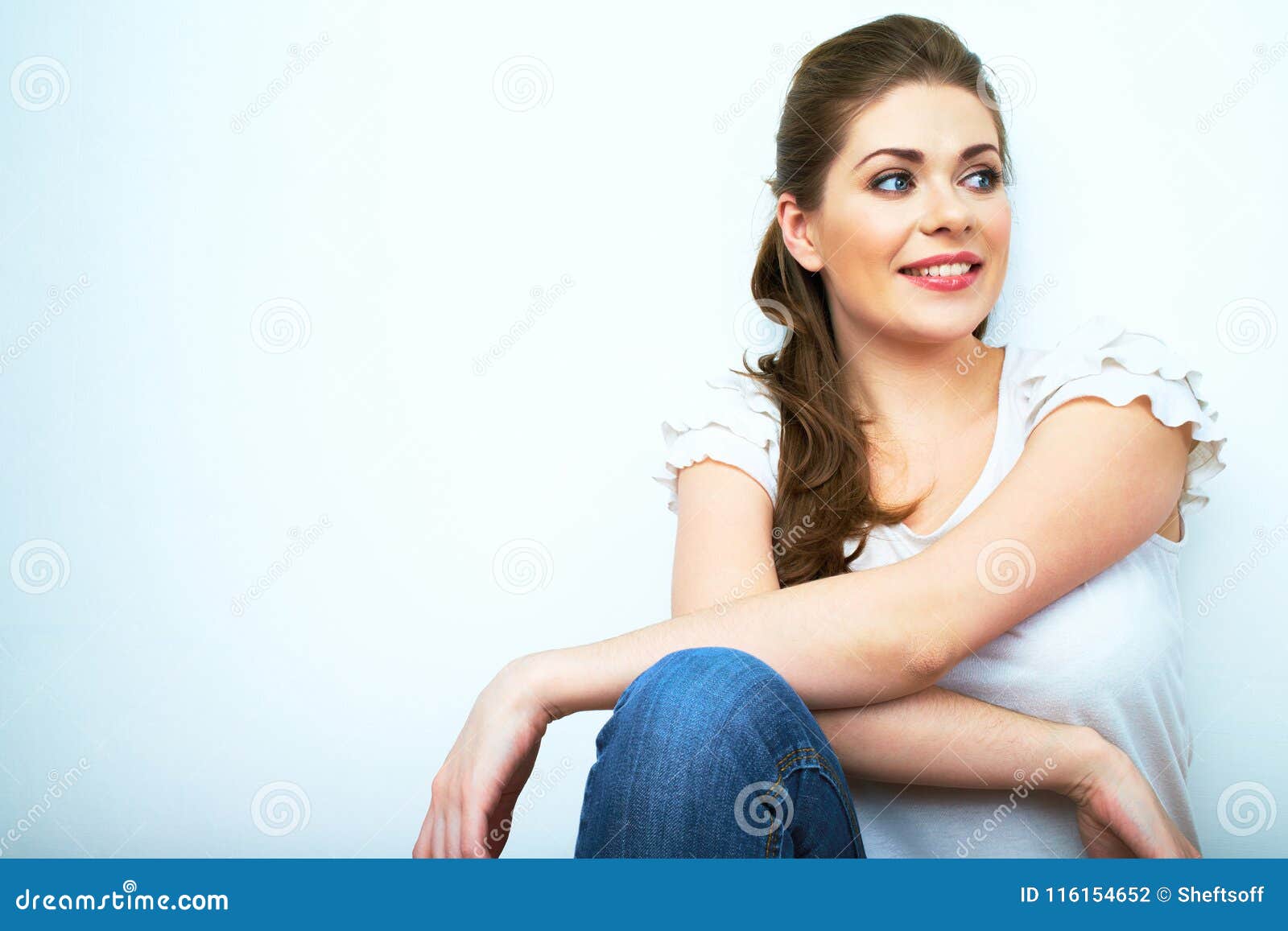 Young Beauty Seating Woman Casual Style Dressed. Stock Photo - Image of ... Young Beauty Seating Woman Casual Style Dressed. Stock Photo - Image of ...