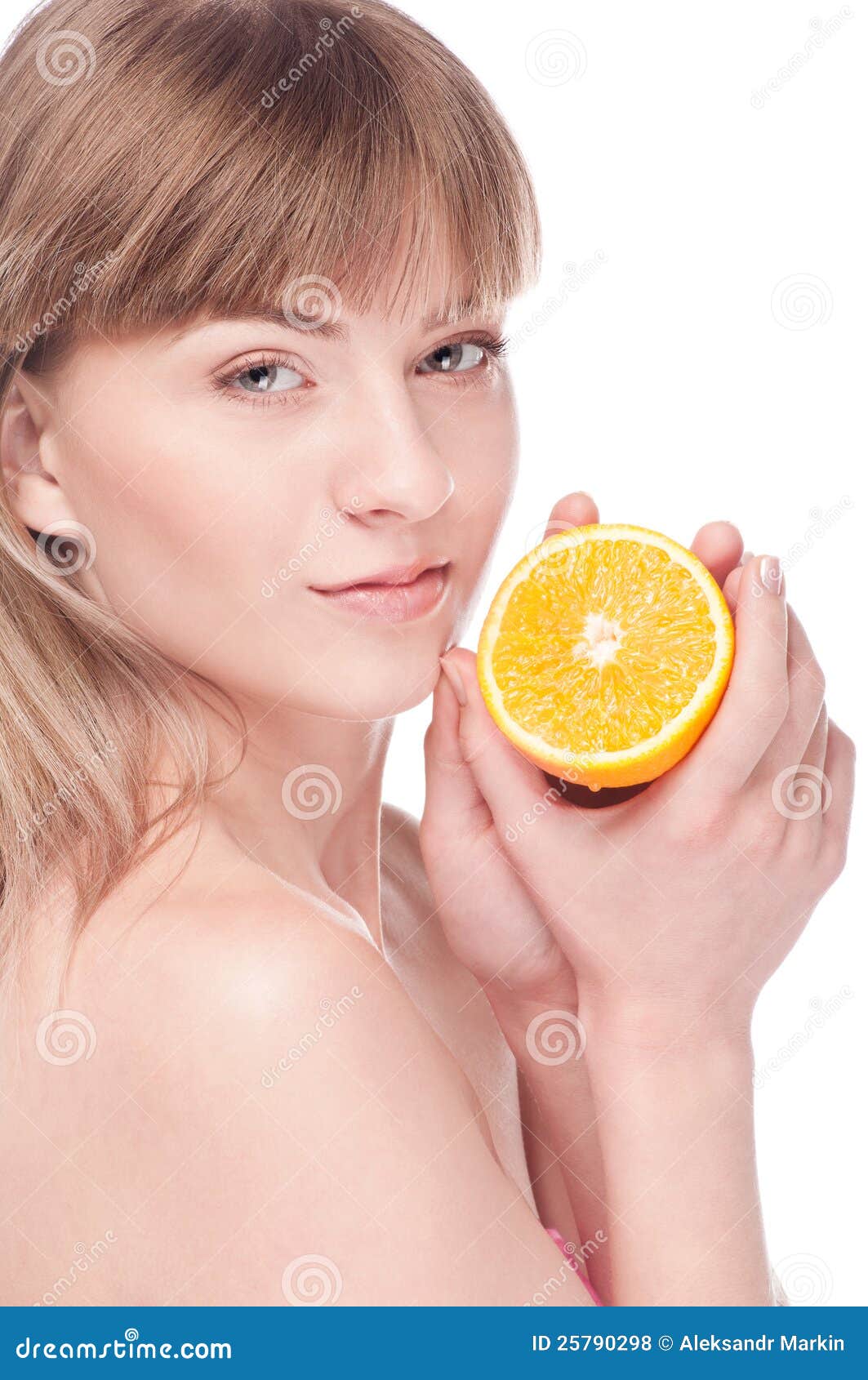 Young Beauty Woman with Orange Stock Photo - Image of girl, natural ...