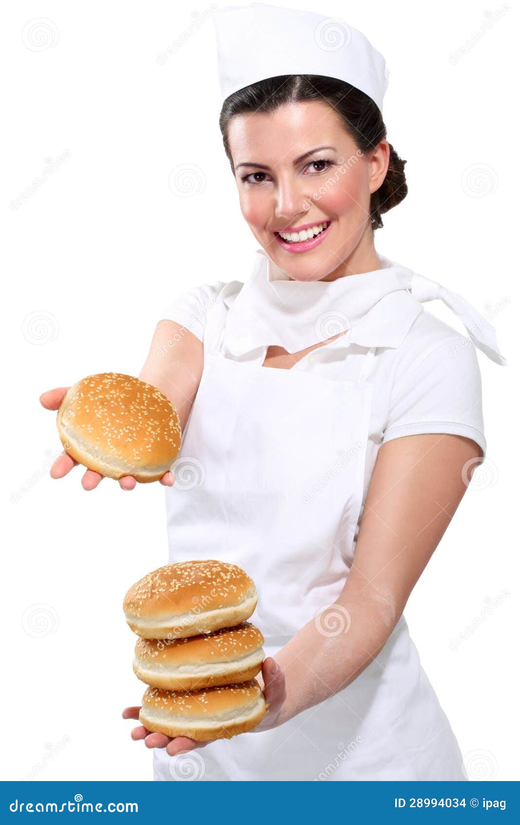 Young Beautyful Woman Baker Stock Photo - Image of bread, beauty: 28994034