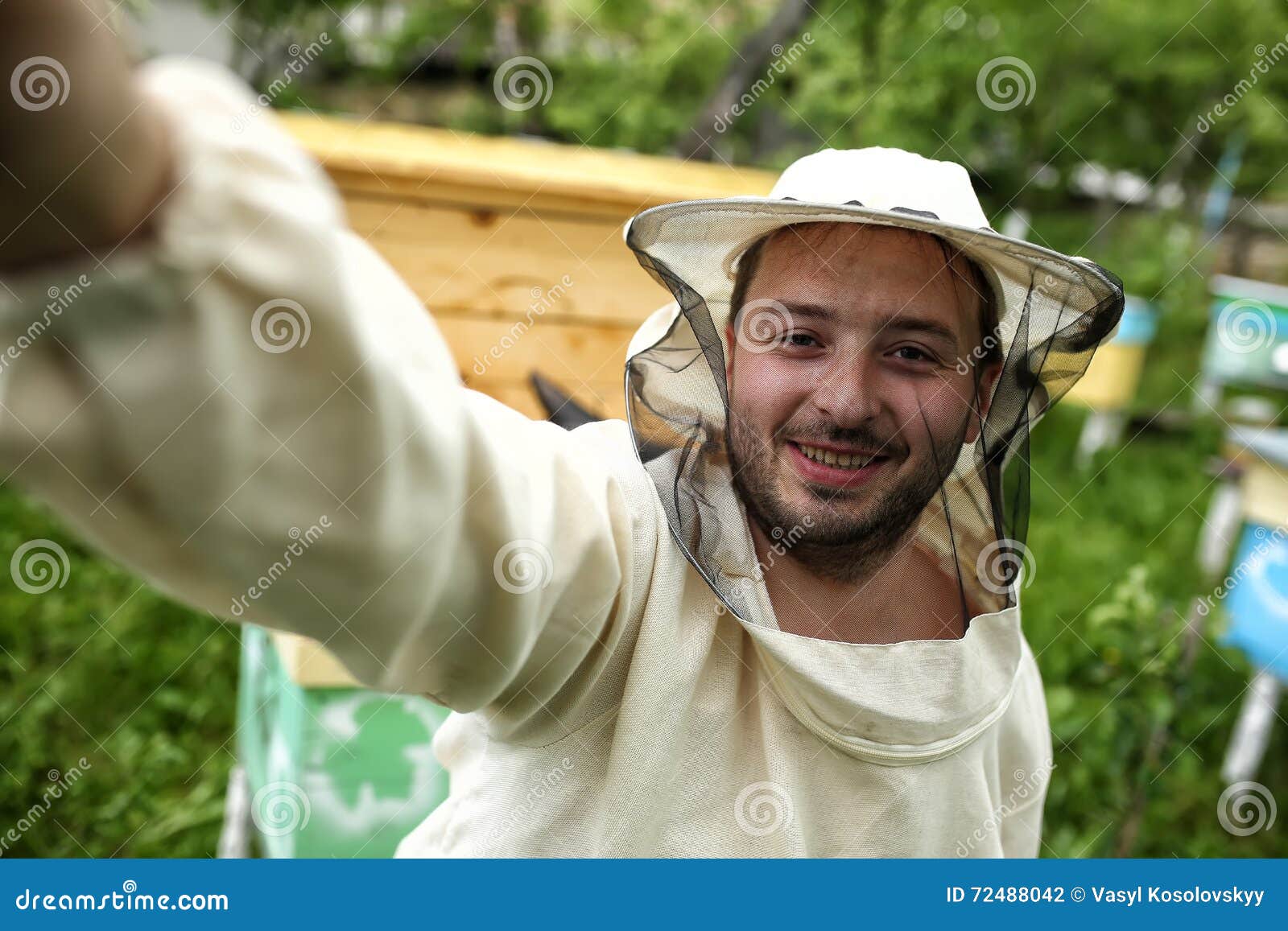 Young Beekeeper Makes Selfie in the Apiary Stock Photo - Image of ...
