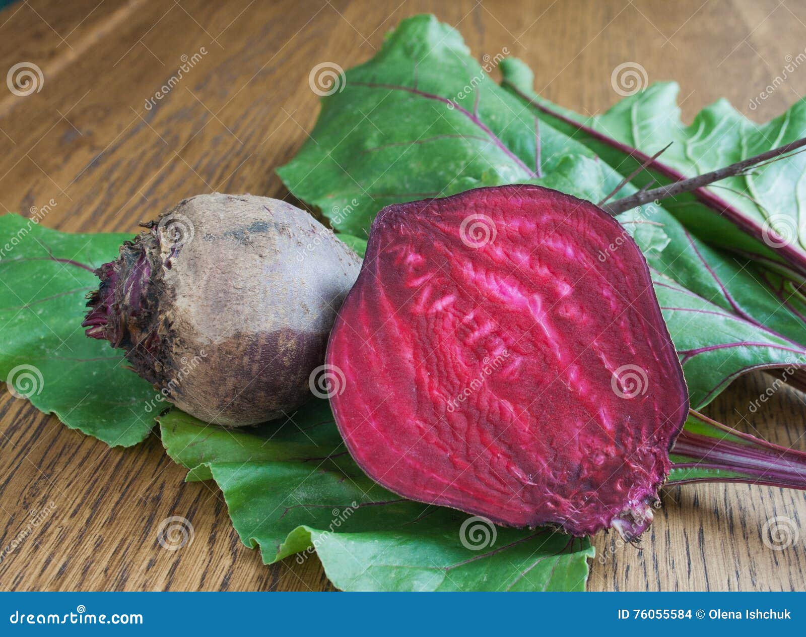 Young Beets on Wooden Table. Cut Beets. the Internal Structure of the ...