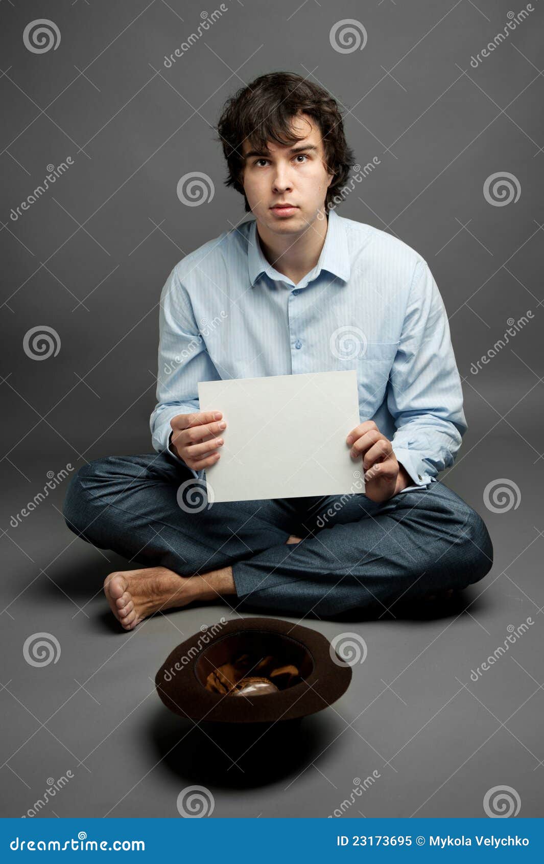 Young beggar stock image. Image of person, blank, sitting - 23173695