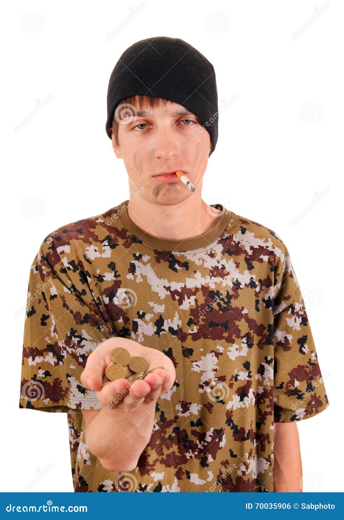 Young Beggar Portrait stock photo. Image of moocher, casual - 70035906