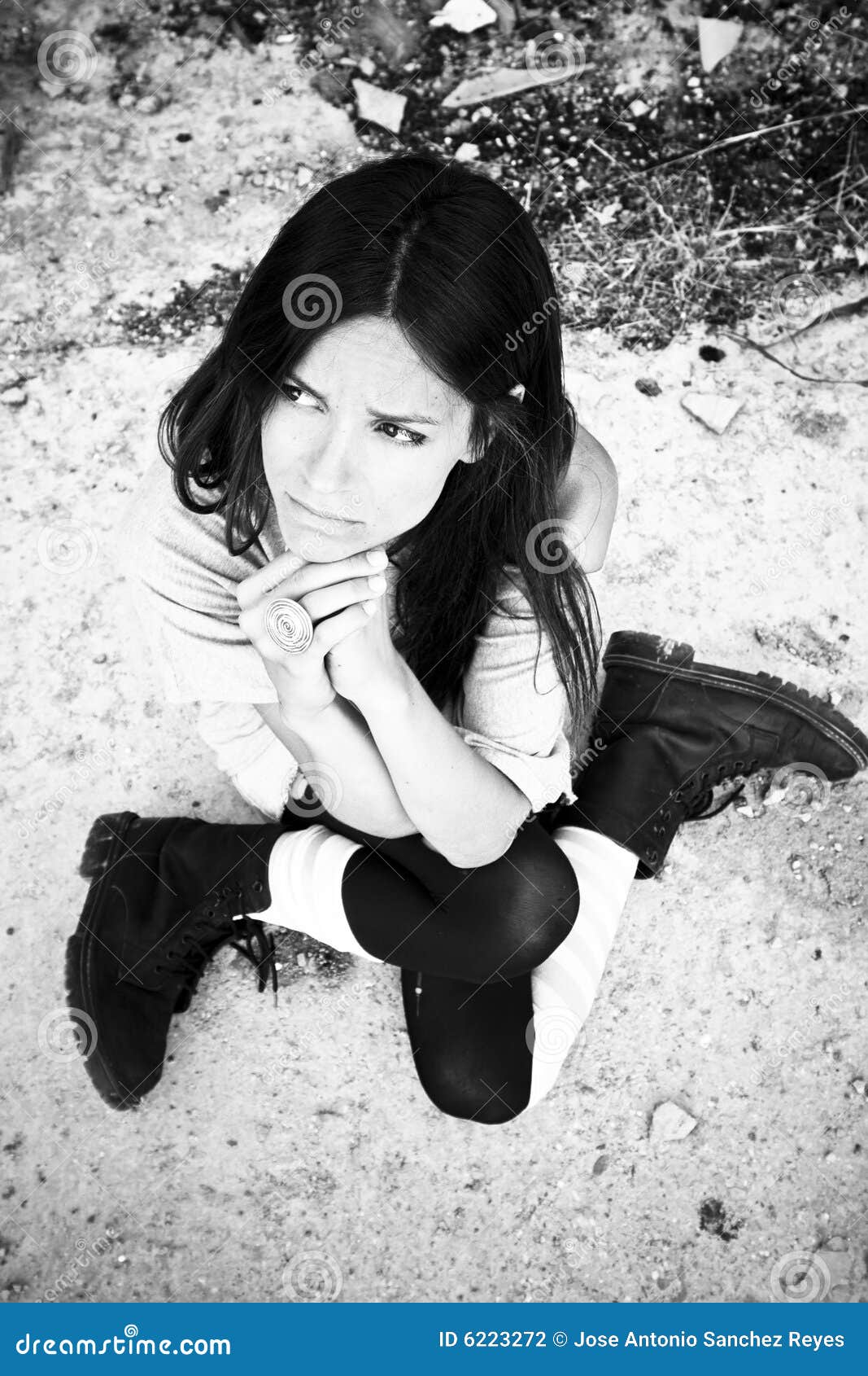 Young begging woman stock photo. Image of grunge, hands - 6223272