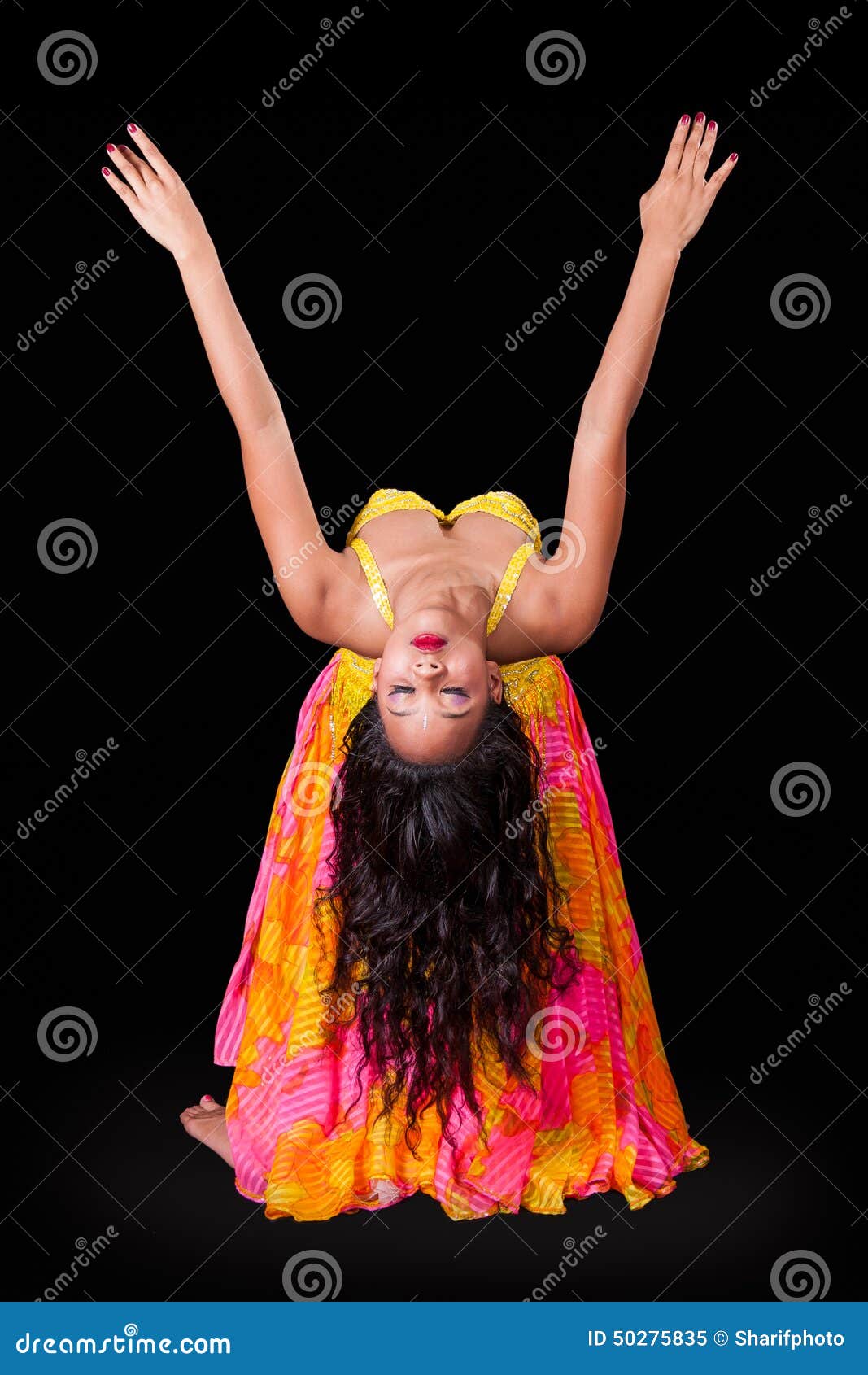 Young Belly Dancer in Backbend Stock Image - Image of belly, brown ...