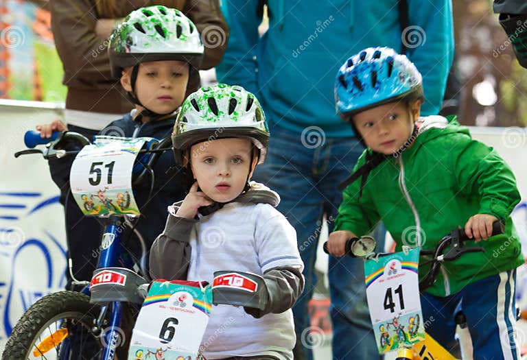 Young Bikers on Child Bicycle Competition. Editorial Image - Image of ...