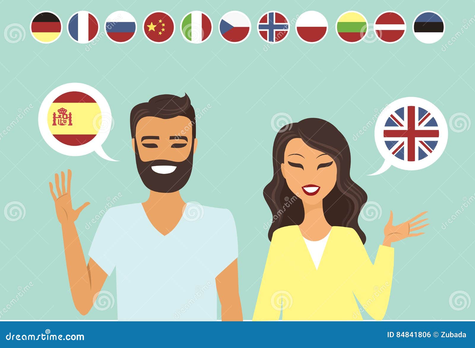 Young bilingual couple stock vector. Illustration of cartoon - 84841806