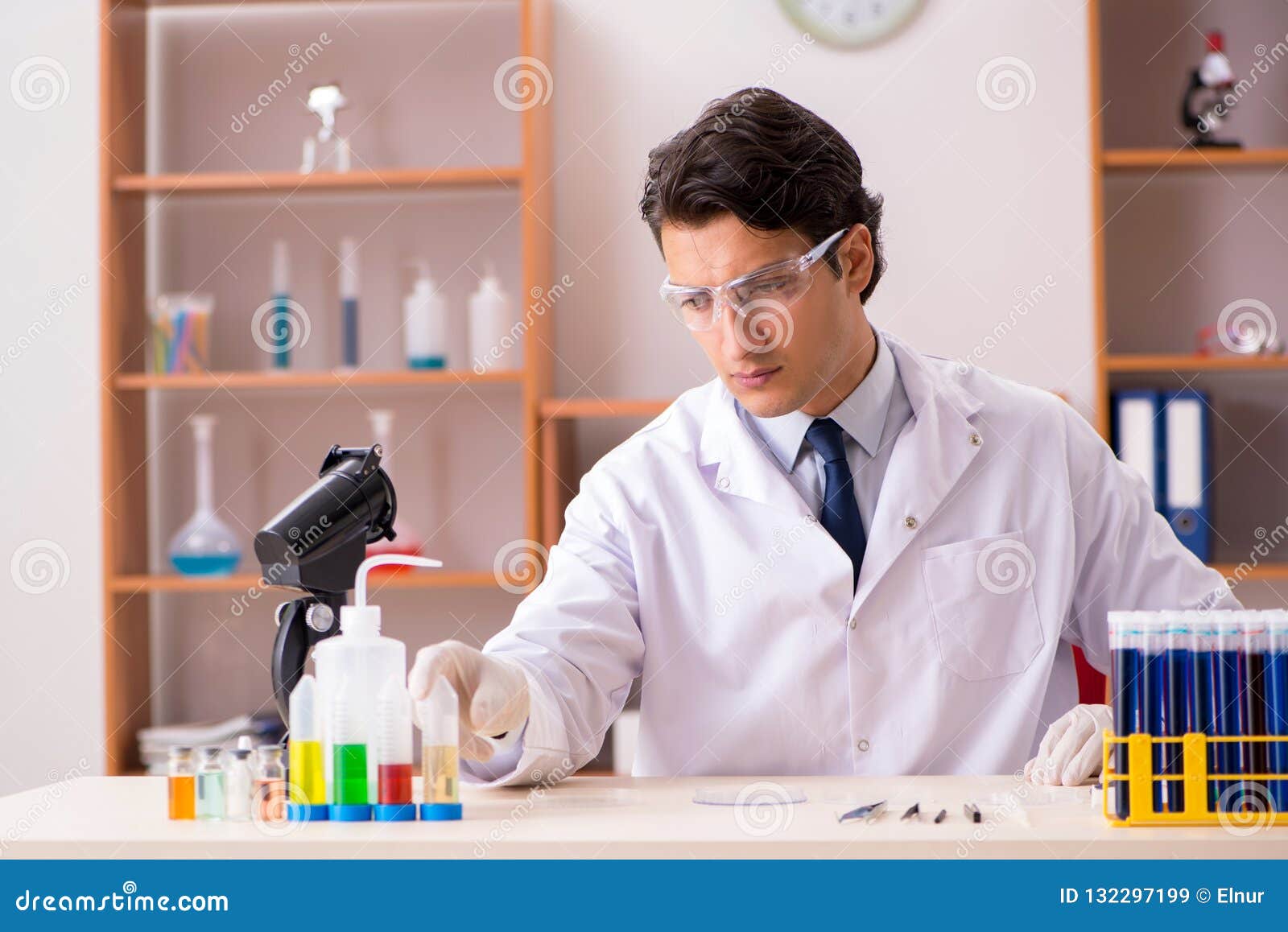 The Young Biochemist Working in the Lab Stock Image - Image of ...