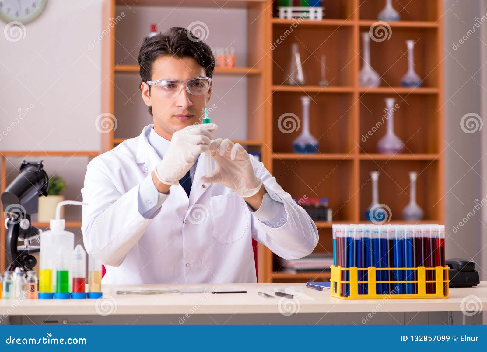 The Young Biochemist Working in the Lab Stock Image - Image of ...