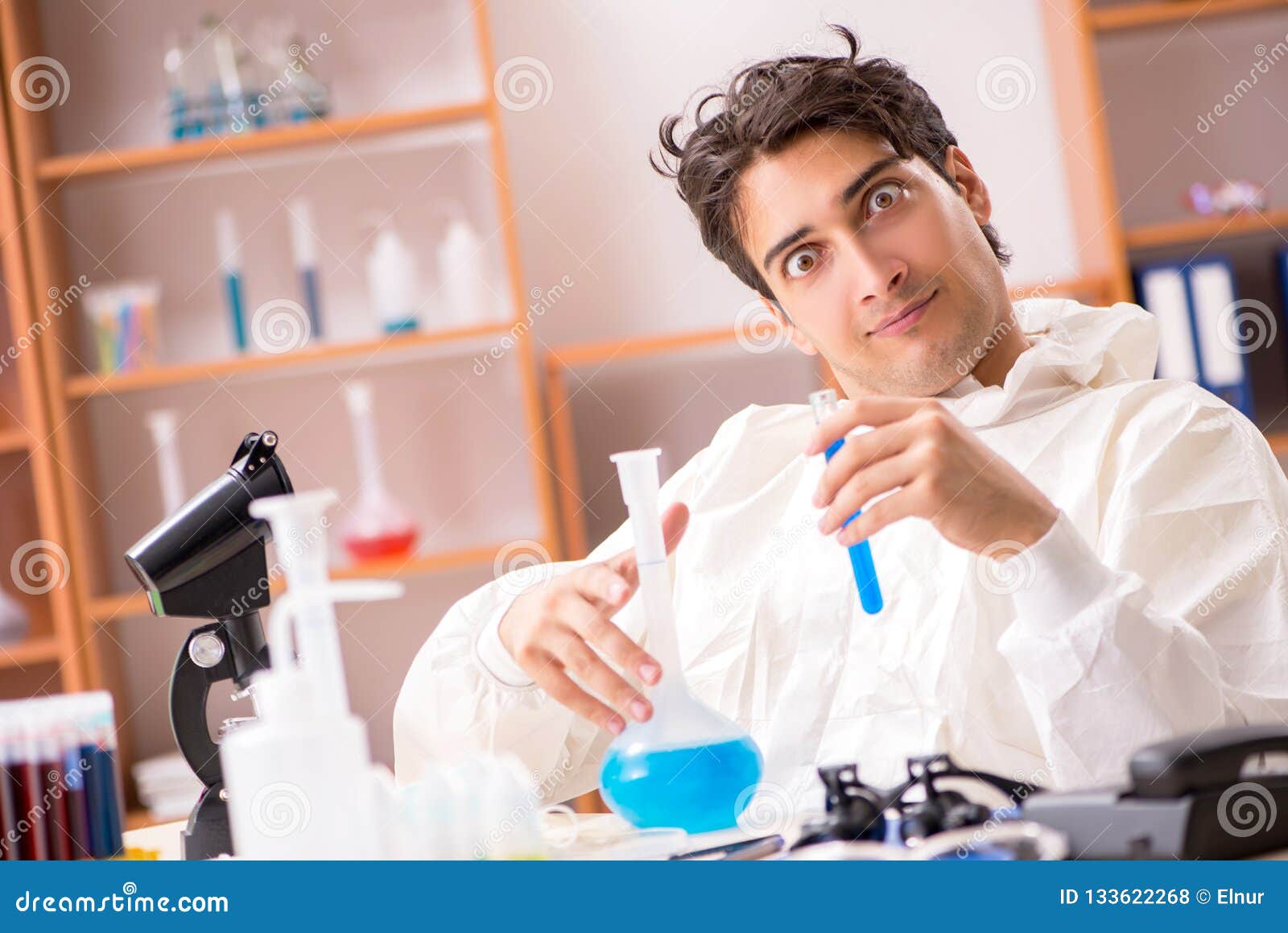 The Young Biochemist Working in the Lab Stock Photo - Image of microbes ...