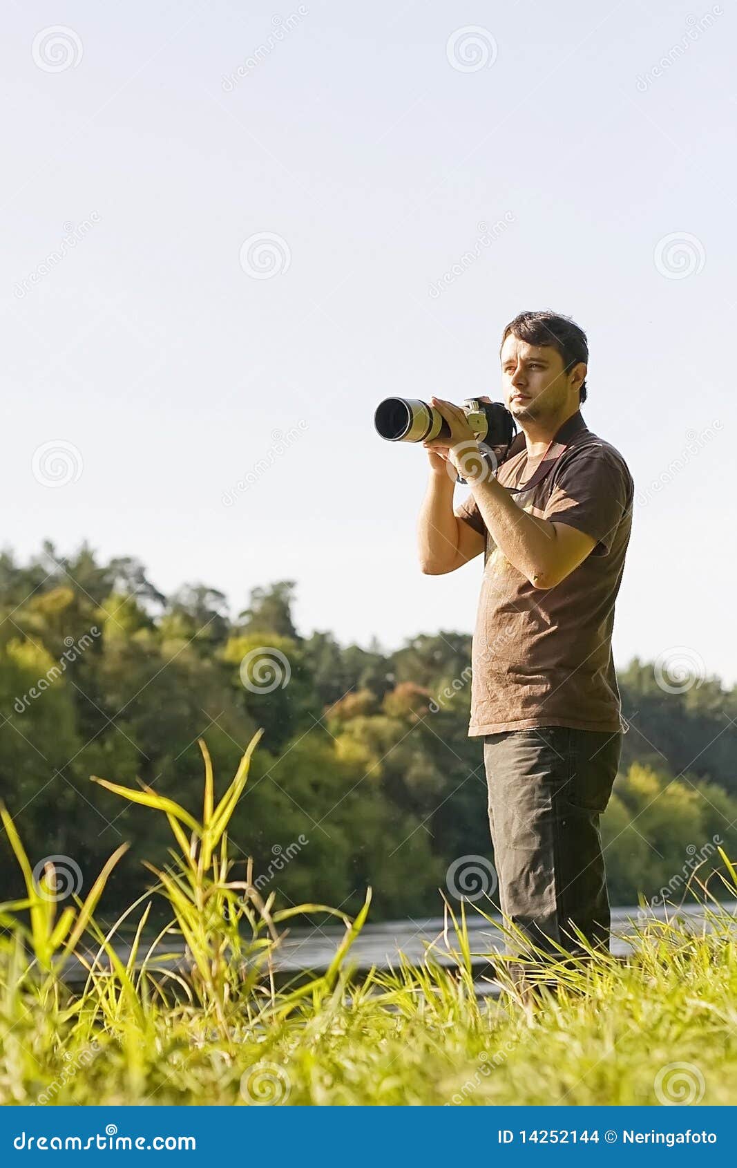 Young Bird Watcher with Photo Camera Stock Photo - Image of outdoors ...
