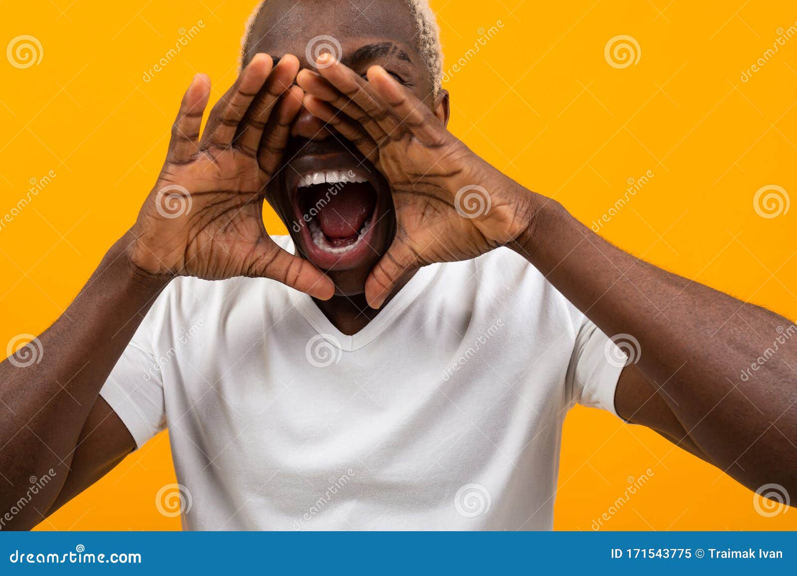 Young Black African Man Screaming Stock Image - Image of facial ...