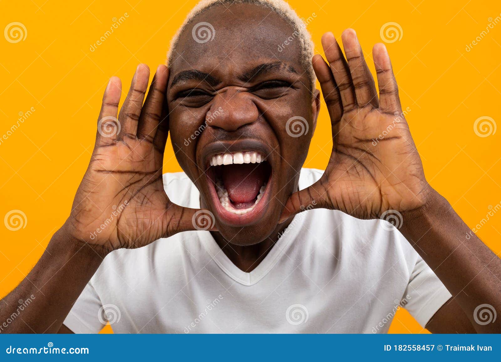 Young Black African Man Screaming Loudly Stock Image - Image of ...