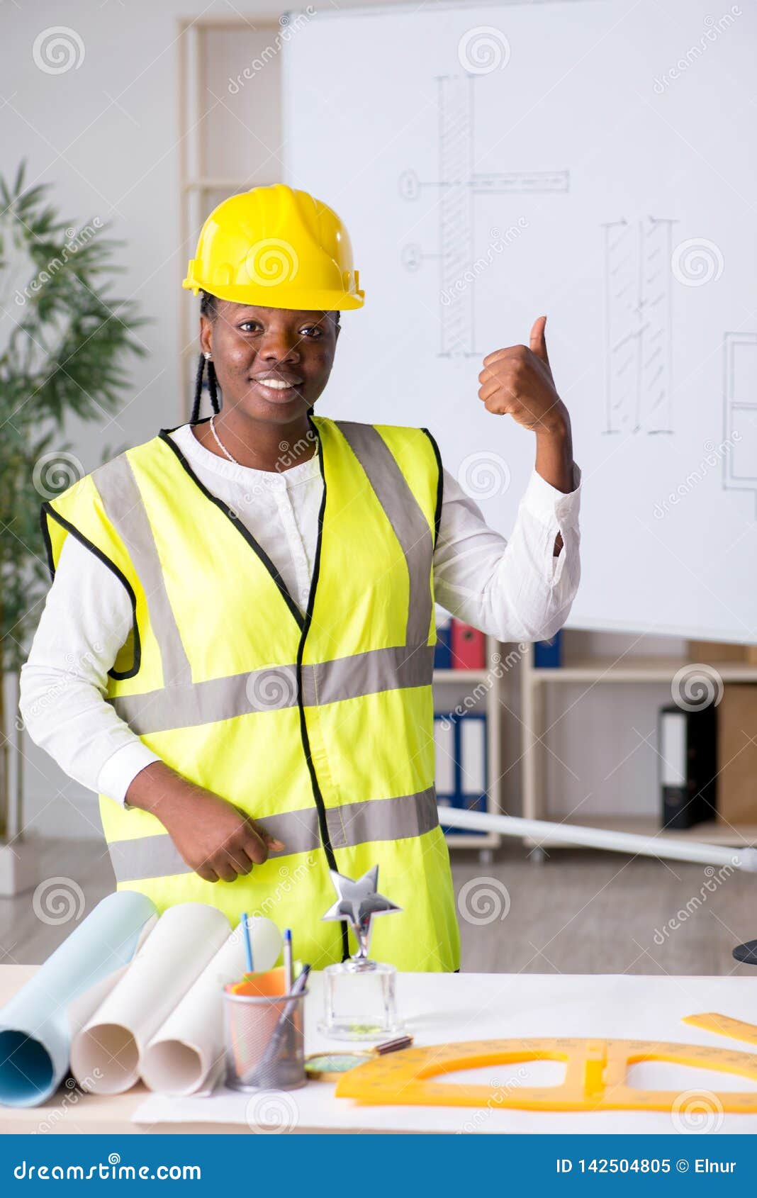 The Young Black Architect Working on Project Stock Image - Image of ...