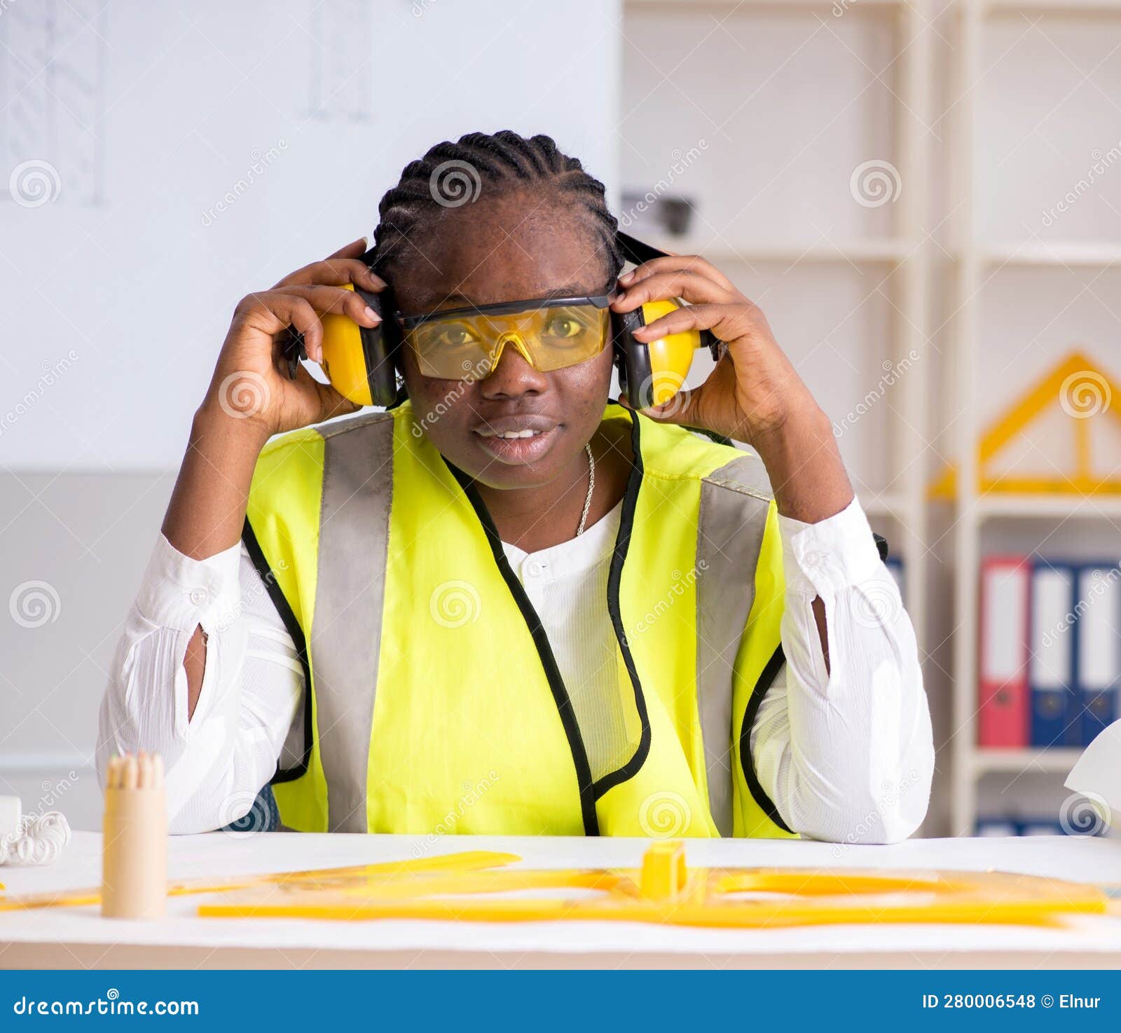 Young Black Architect Working on Project Stock Photo - Image of african ...