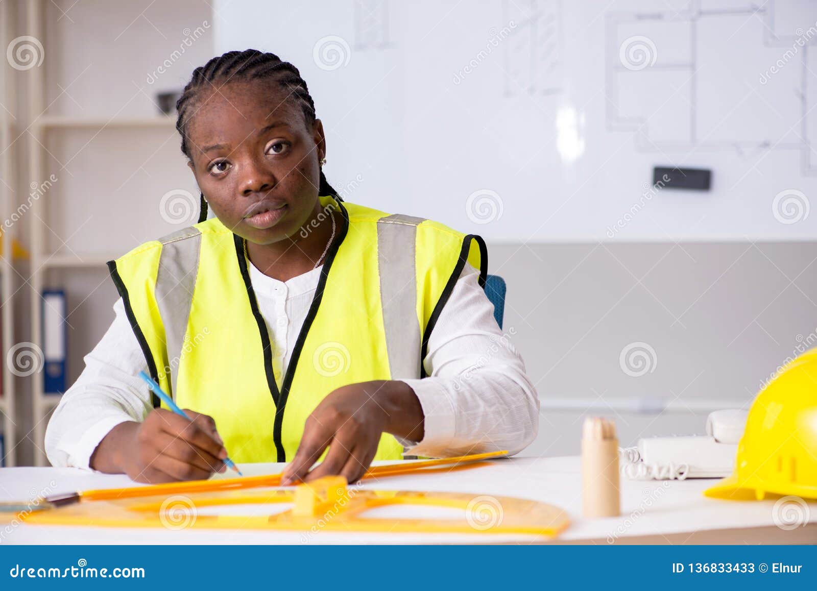 The Young Black Architect Working on Project Stock Image - Image of ...