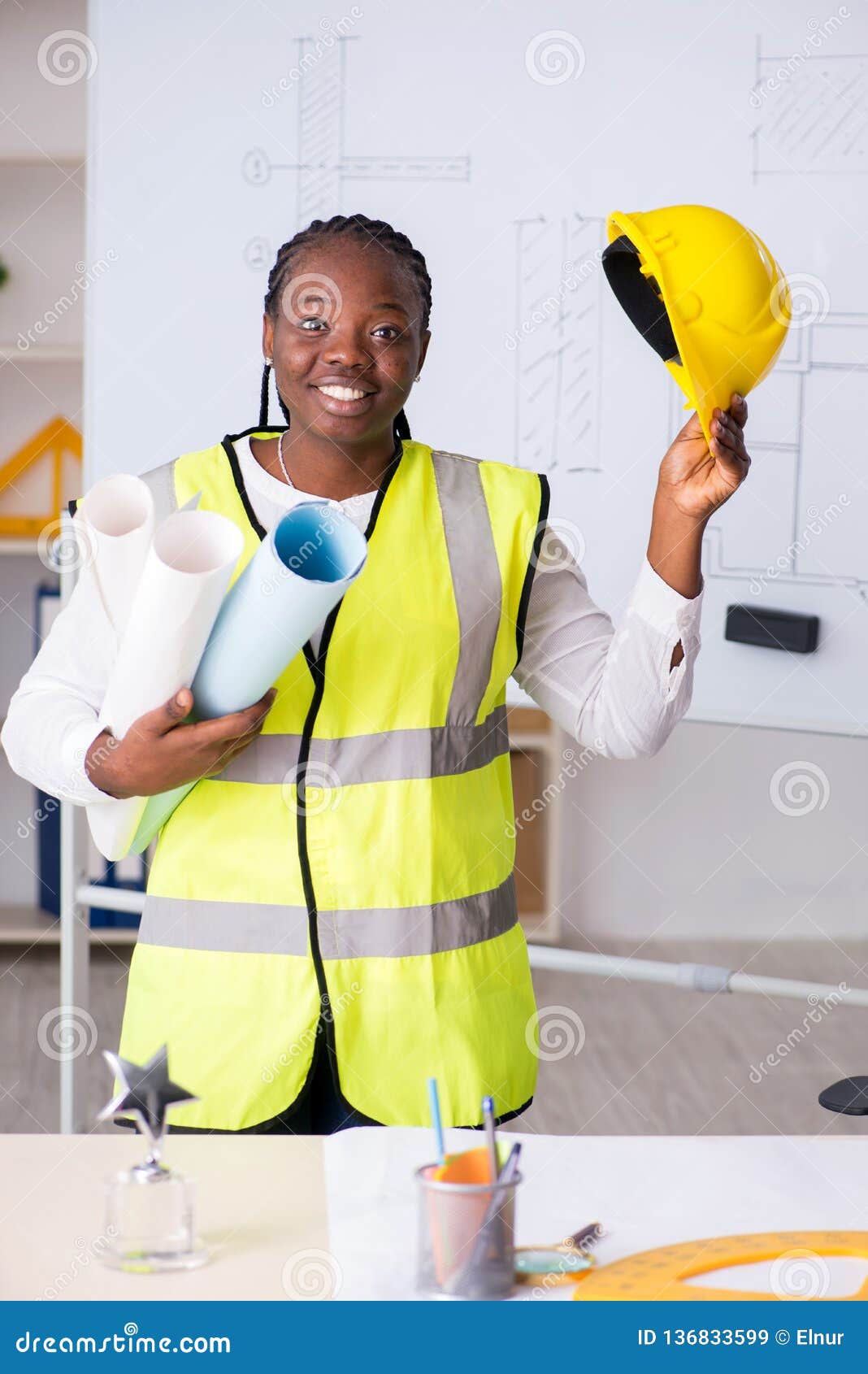 The Young Black Architect Working on Project Stock Image - Image of ...
