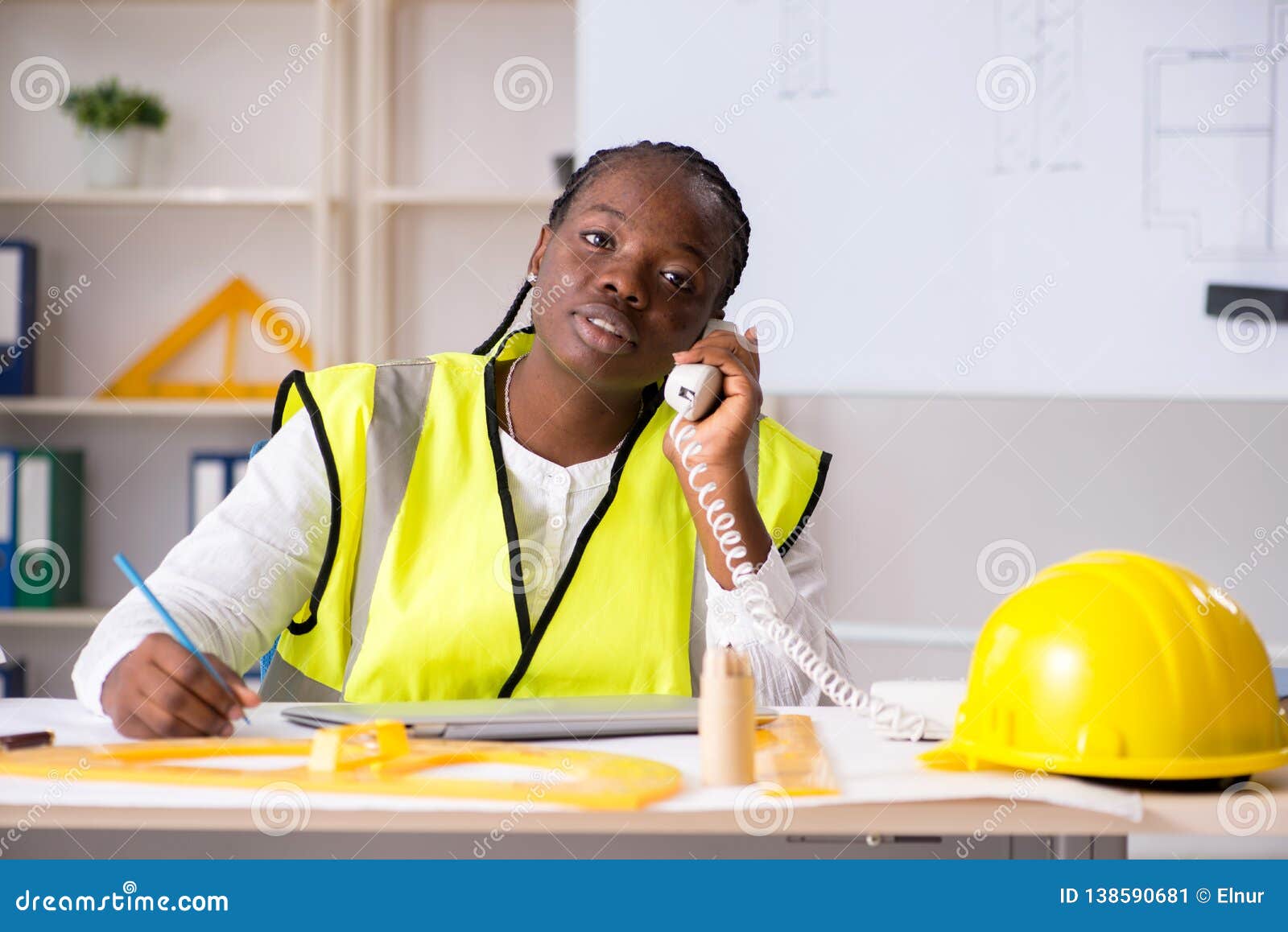 The Young Black Architect Working on Project Stock Image - Image of ...
