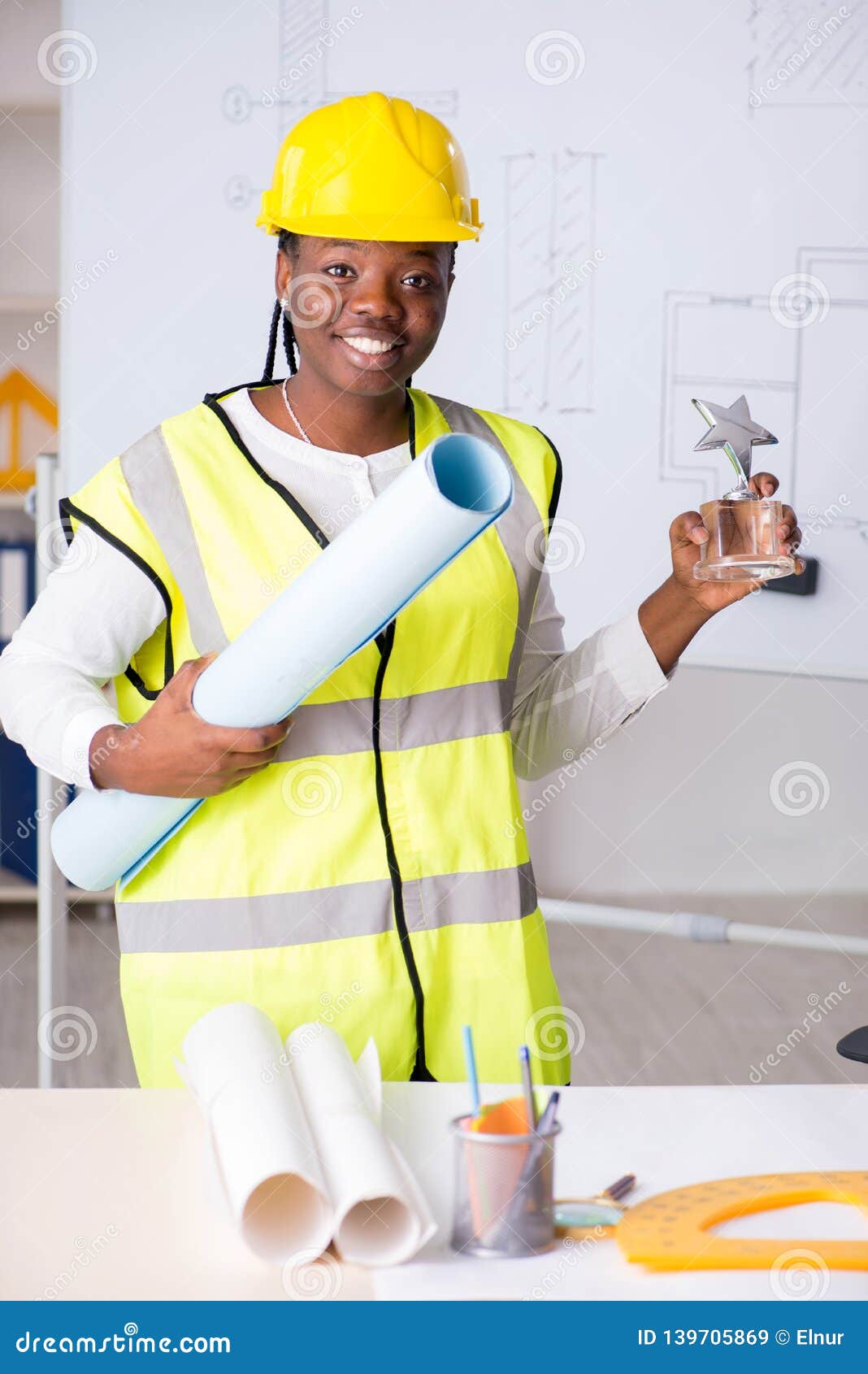 The Young Black Architect Working on Project Stock Image - Image of ...