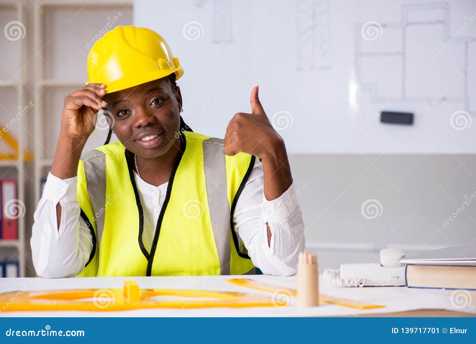 The Young Black Architect Working on Project Stock Image - Image of ...