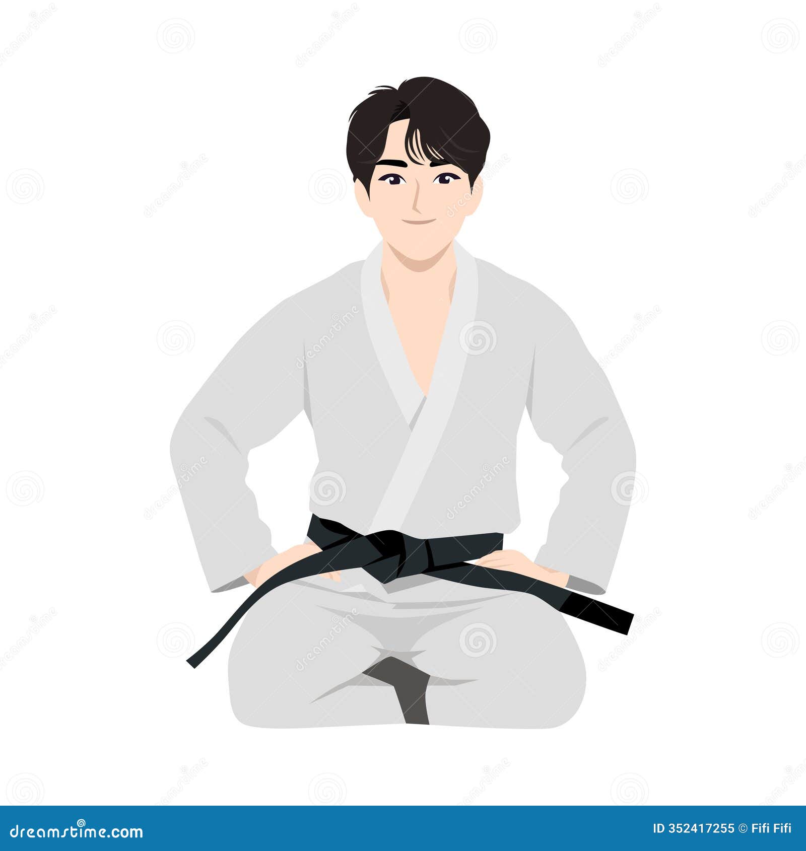 Young Black Belt Karate Man Sit on a Position Stock Illustration ...