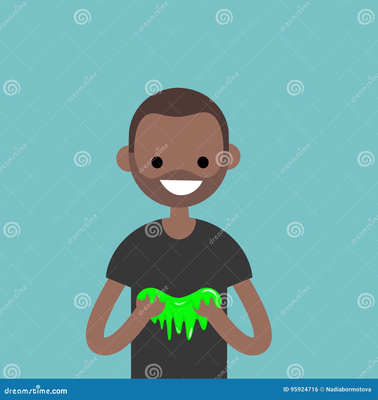 Young Black Character Playing with a Slime / Flat Stock Illustration ...