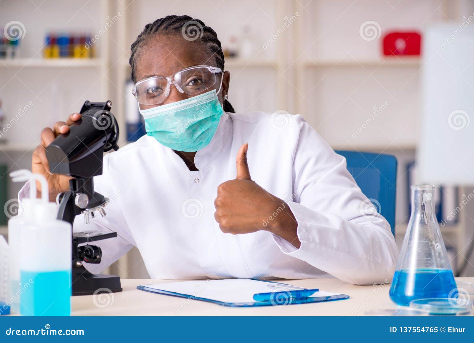 The Young Black Chemist Working in the Lab Stock Image - Image of glass ...