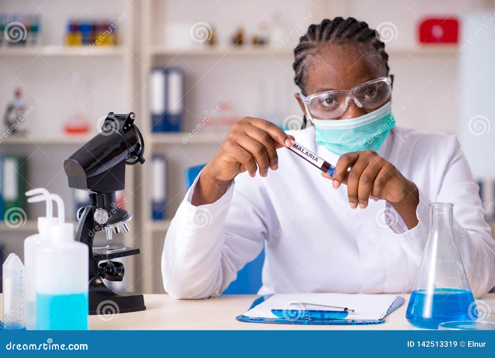 The Young Black Chemist Working in the Lab Stock Image - Image of ...