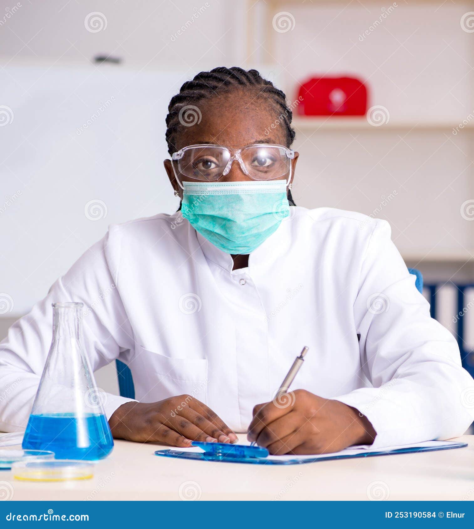 Young Black Chemist Working in the Lab Stock Photo - Image of ...