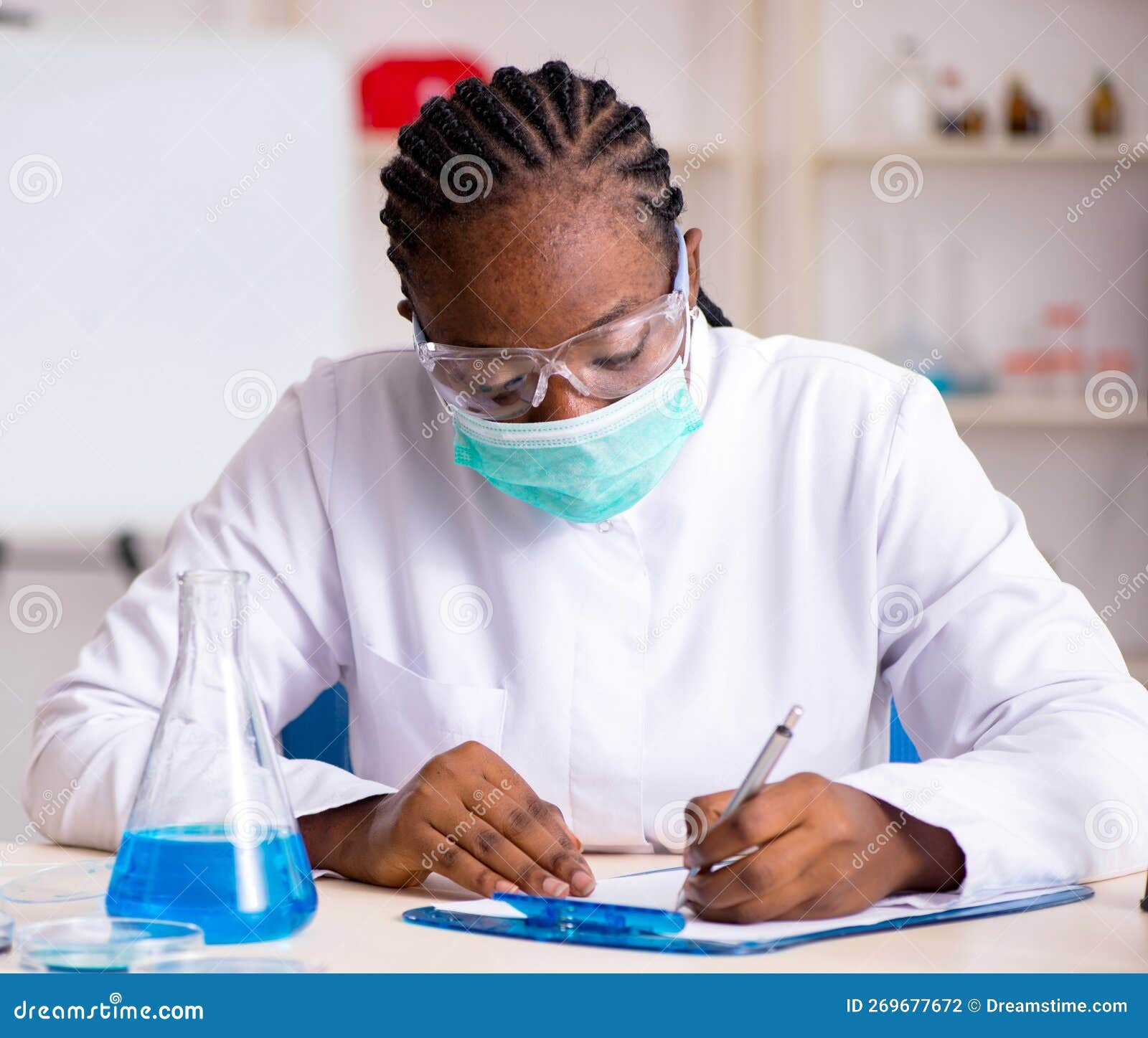 Young Black Chemist Working in the Lab Stock Photo - Image of blood ...