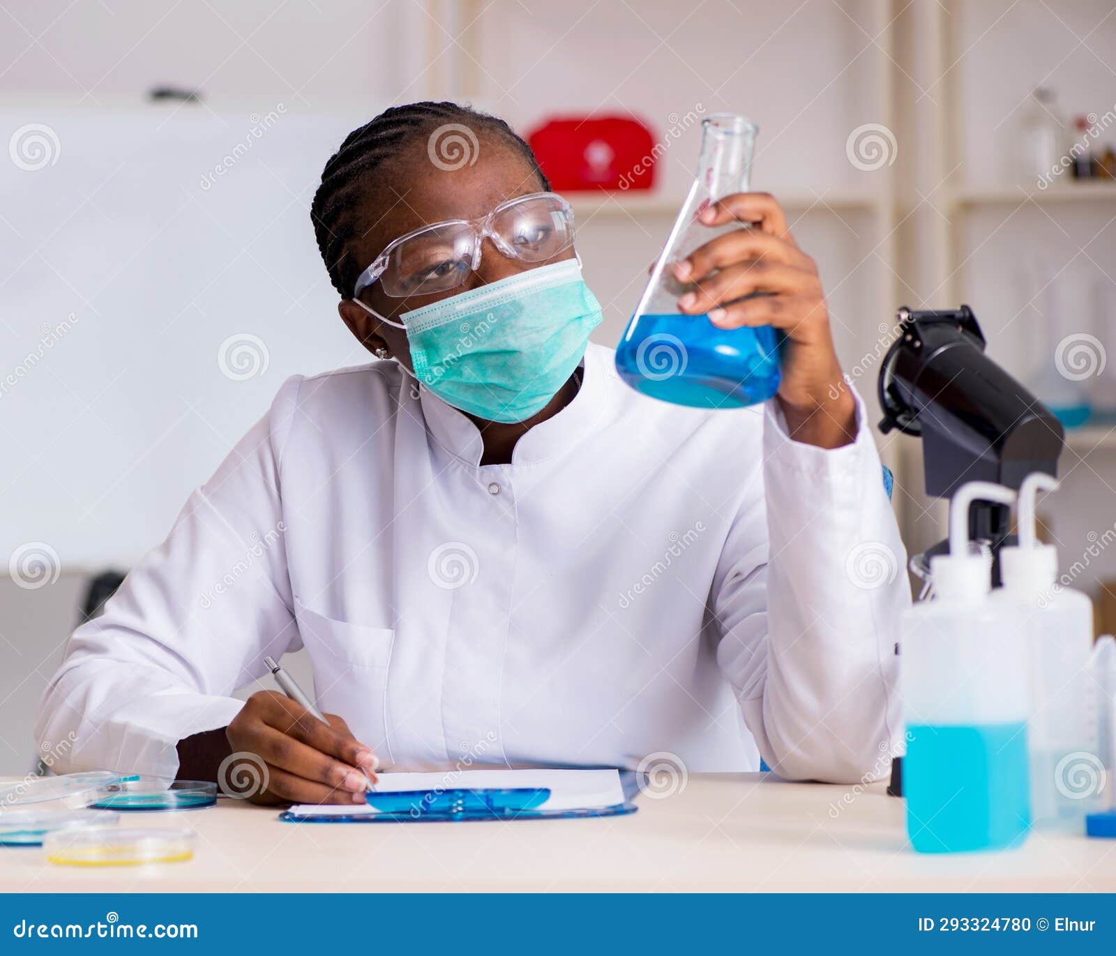 Young Black Chemist Working in the Lab Stock Photo - Image of chemist ...