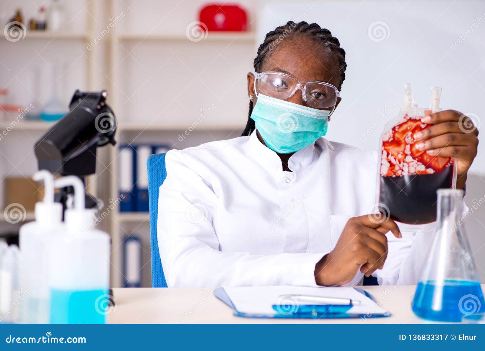 The Young Black Chemist Working in the Lab Stock Image - Image of bank ...