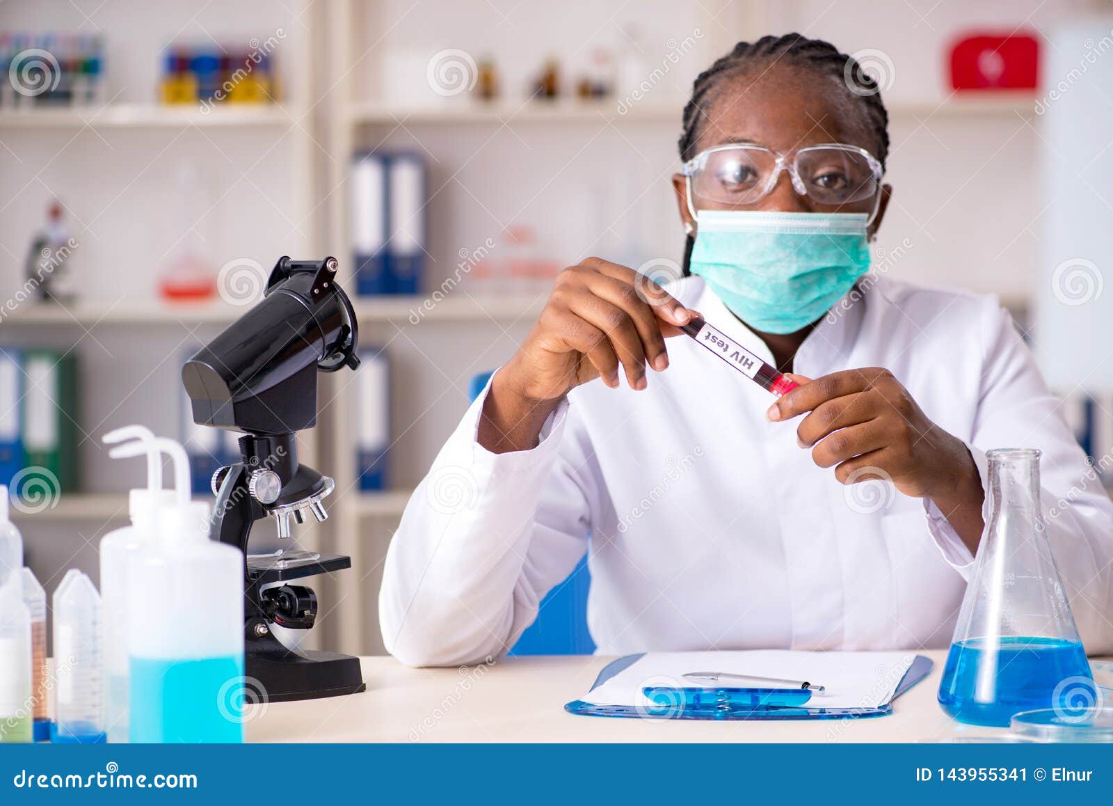 The Young Black Chemist Working in the Lab Stock Image - Image of ...