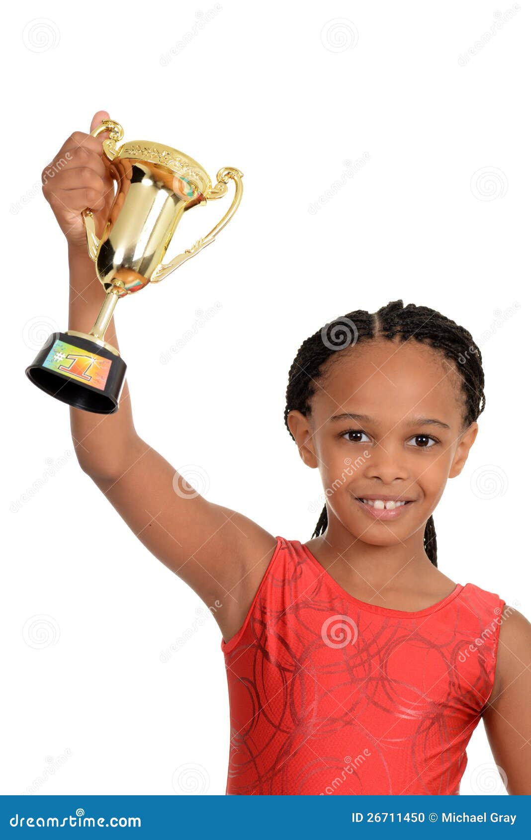 Young Black Child With Gymnastics Trophy Stock Photography ...